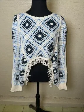 House of Harlow 1960 | Tops | House Of Harlow 96 Crochet Fringe Poncho ...